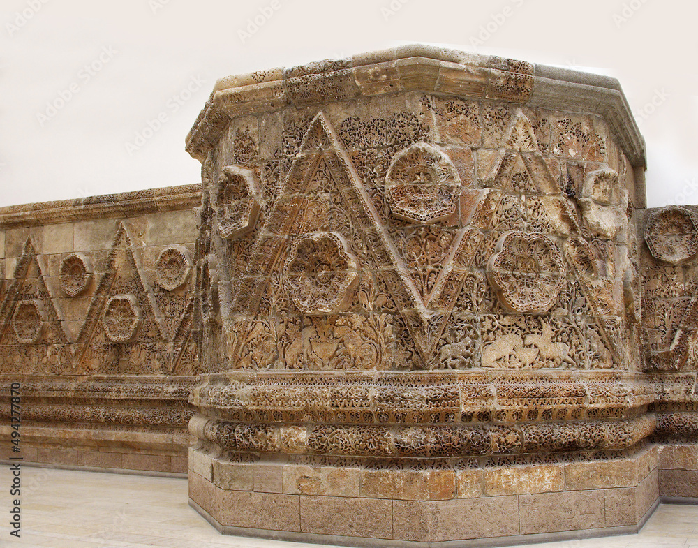 Berlin, Germany - Decorated facade of the Palace of Mshatta (Jordan) at ...