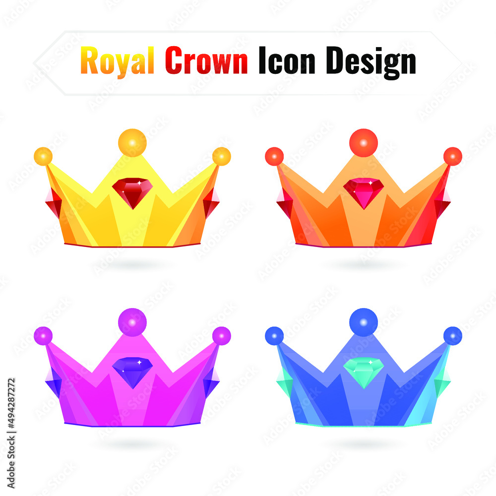 Awards crown icons. Collection gold, orange, the pink and blue crown ...