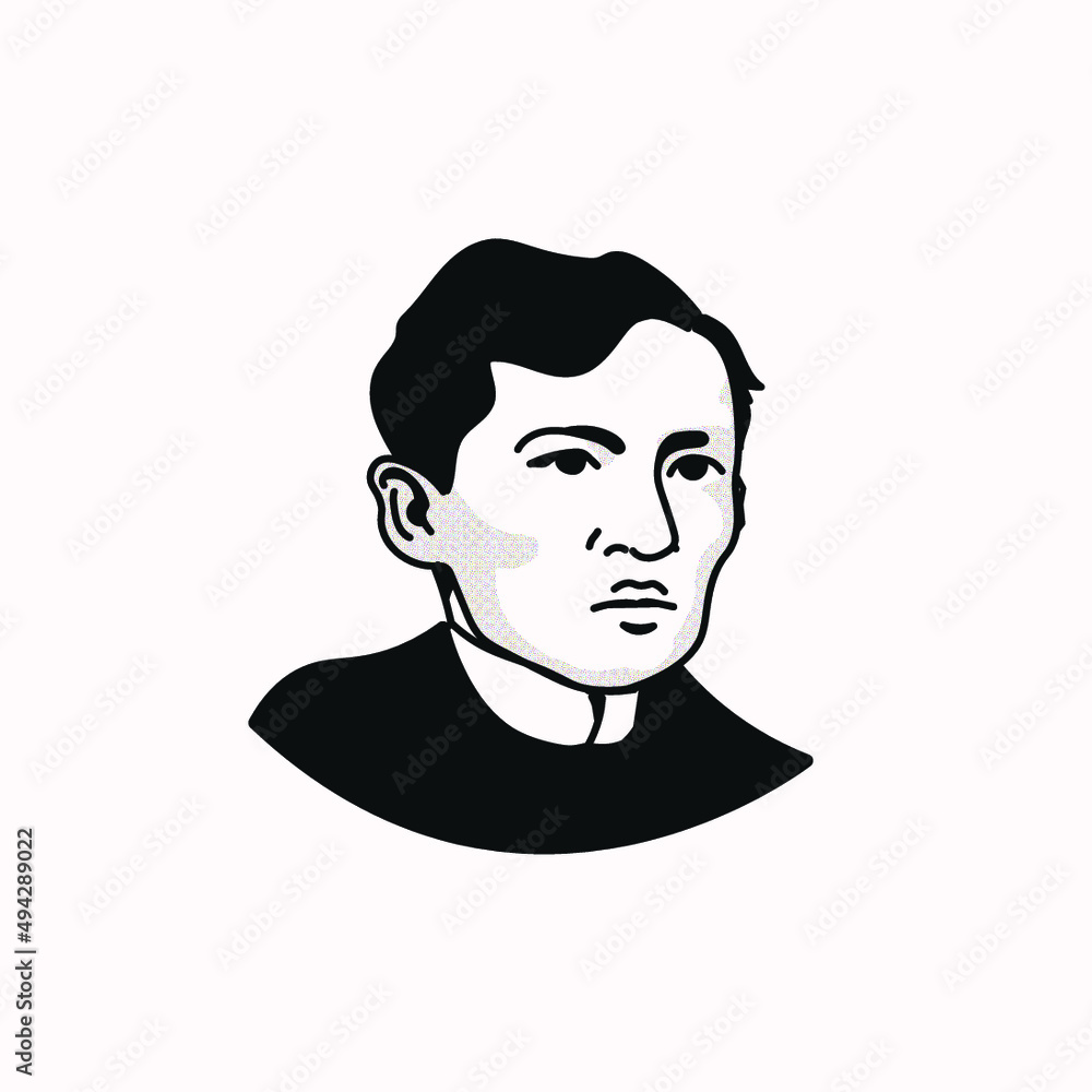 Jose Rizal Line Art Illustration Portrait Stock Vector | Adobe Stock
