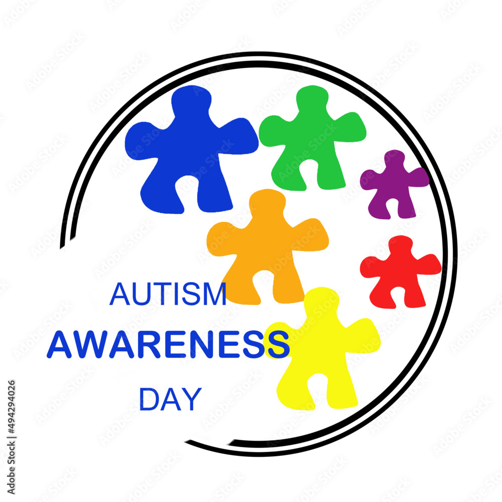 Autism awareness concept with puzzle pieces in a circle as a symbol of ...