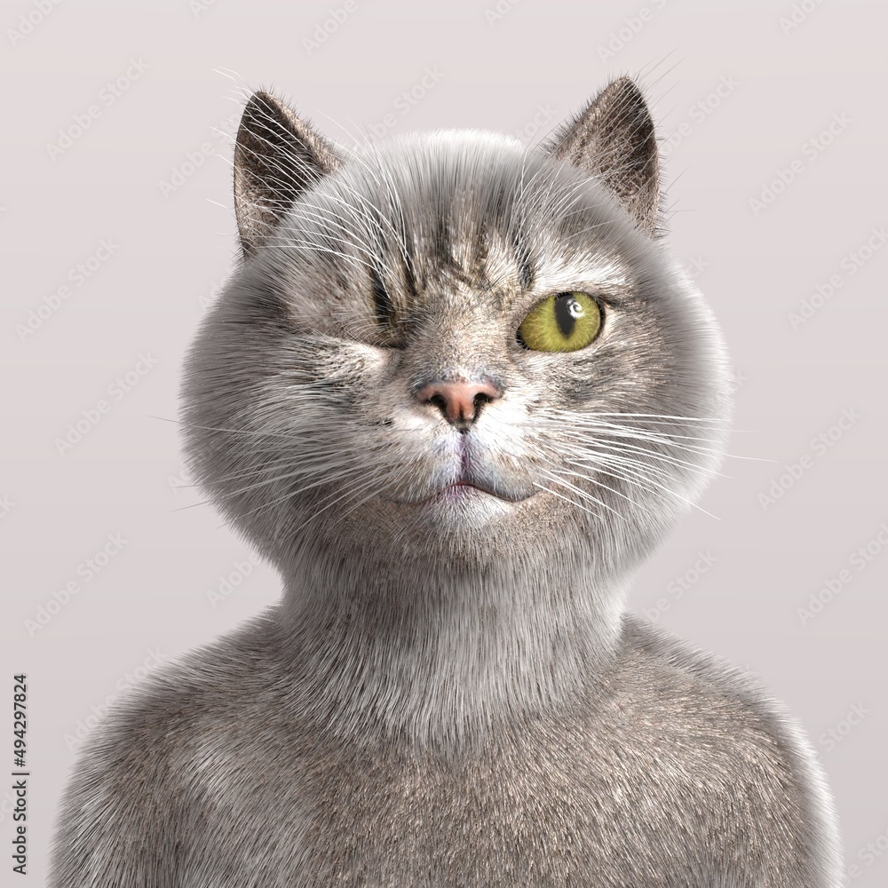3D-illustration of a cute and funny winking cartoon cat Stock ...