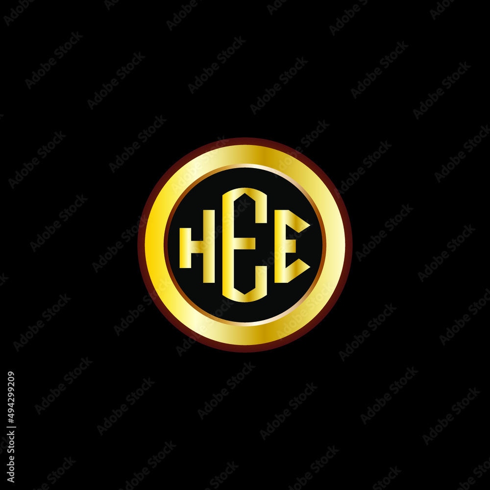 HEE letter circle logo design. HEE letter logo design with black ...
