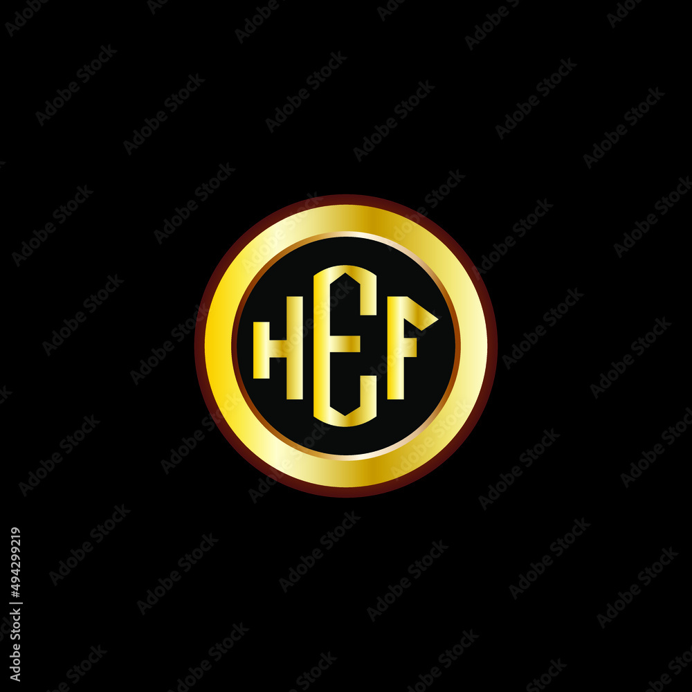 HEF letter circle logo design. HEF letter logo design with black ...