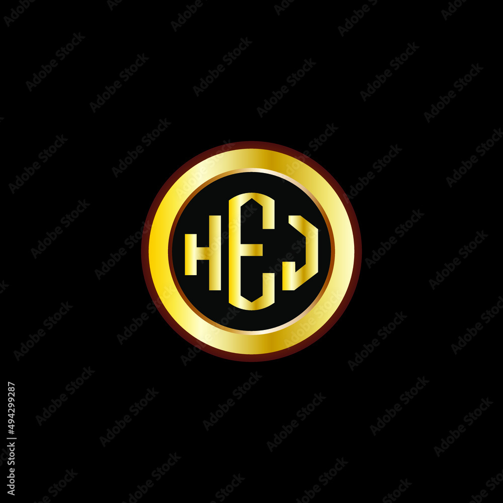 HEJ letter circle logo design. HEJ letter logo design with black ...