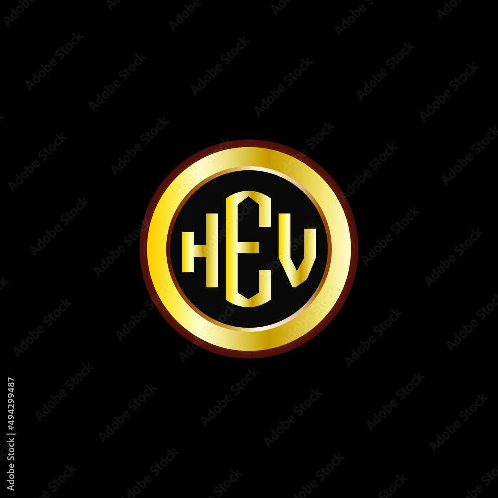 HEV letter circle logo design. HEV letter logo design with black ...