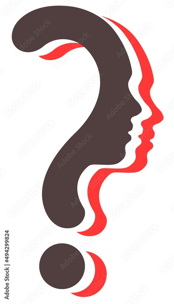Question mark symbol silhouette of a girl Stock Vector | Adobe Stock
