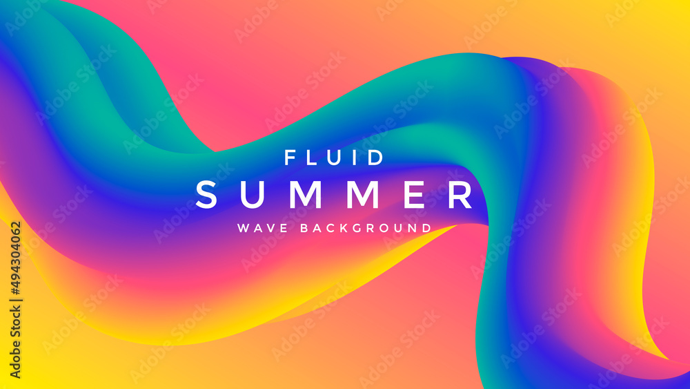 Colorful 3d flow shape. Motion Liquid wave. Fluid summer background ...