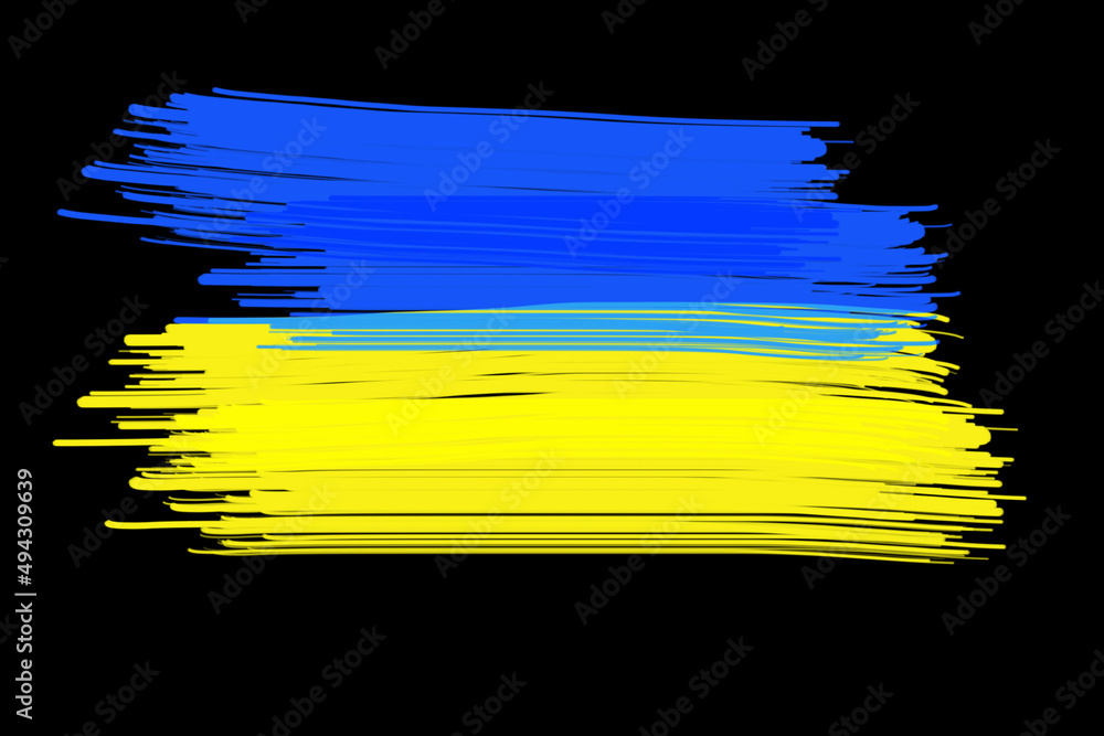 Drawn map of Ukraine on a black background. War between Russia and ...