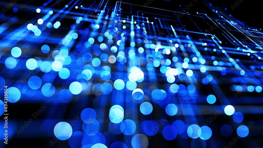 3d render. Glowing particles. Abstract background as technological ...