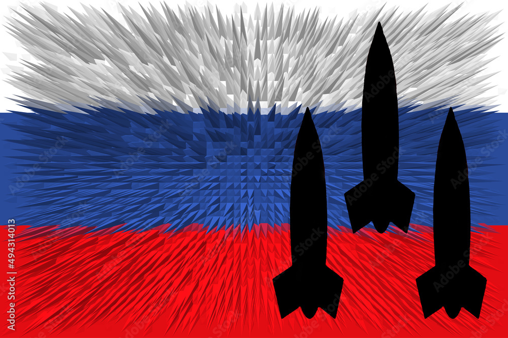 Russia. Nuclear weapons. Russia flag with nuclear weapons symbol with ...