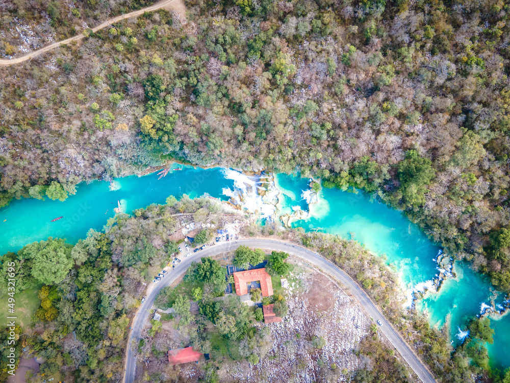 Tamul Waterfall on Tampaon River, Huasteca Potosina, Mexico Stock Photo ...