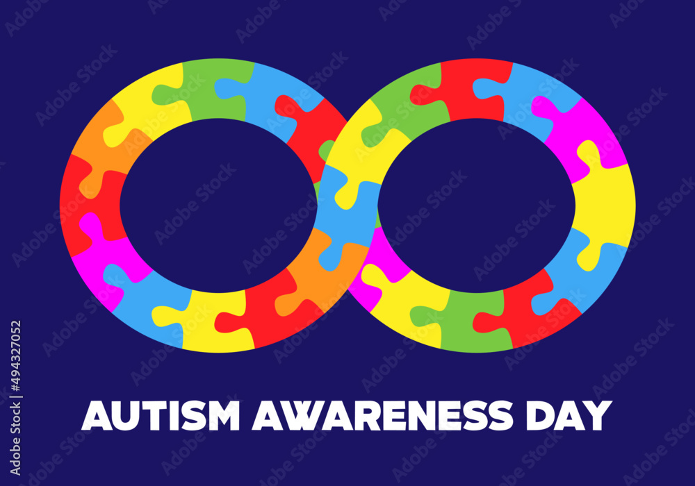 World Autism Day. Infinity symbol puzzle pieces colorful vector ...