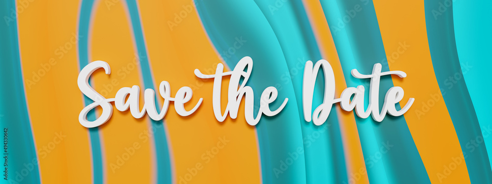 Save the date. Banner with handwritten letters and abstract colored ...