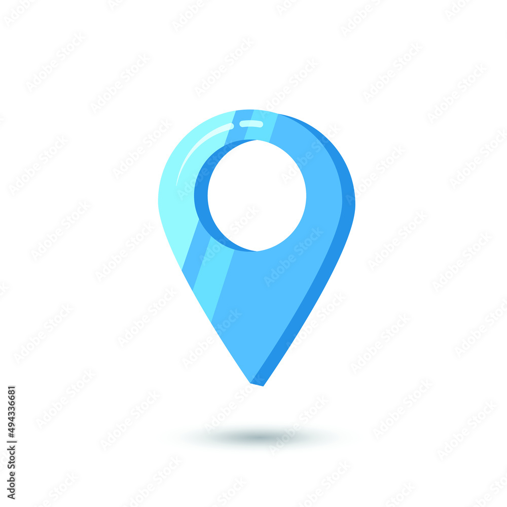 Vector Blue Location Icon. 3D Style Map Pointer icon. Vector flat design Isolated on white ...