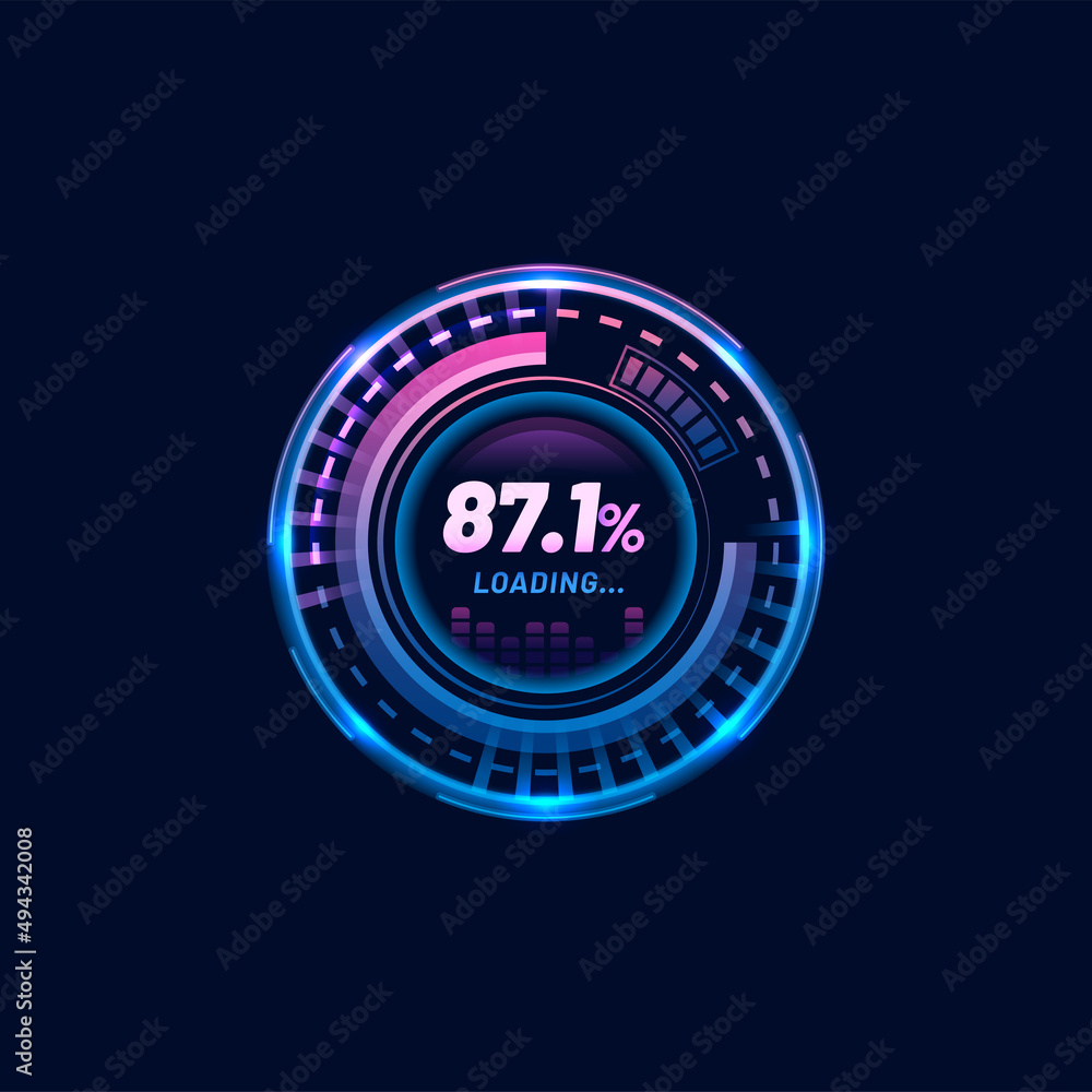 Speed meter loading bar, futuristic gauge dial or speedometer, vector ...