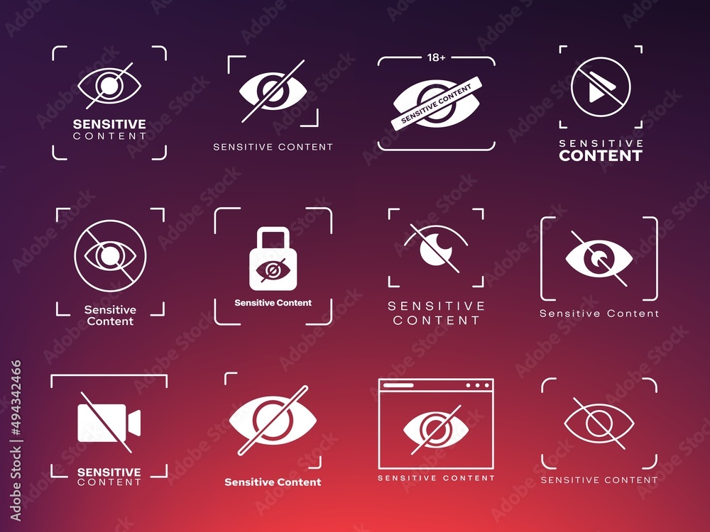 Sensitive content icons, censored only photo and video, stop explicit ...