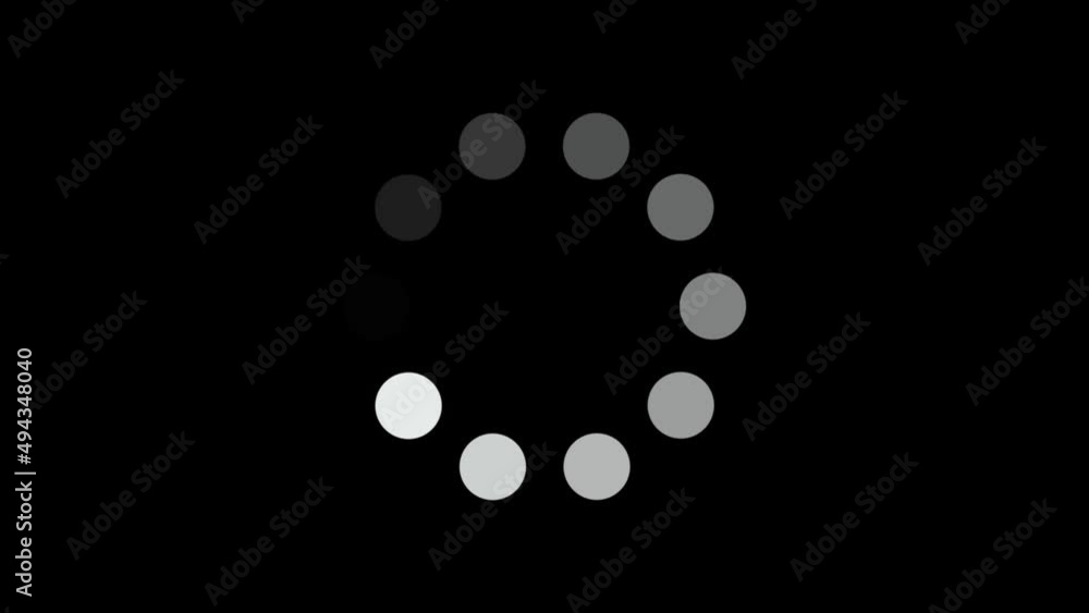 Loading white circle icon animation on black background. Seamless ...
