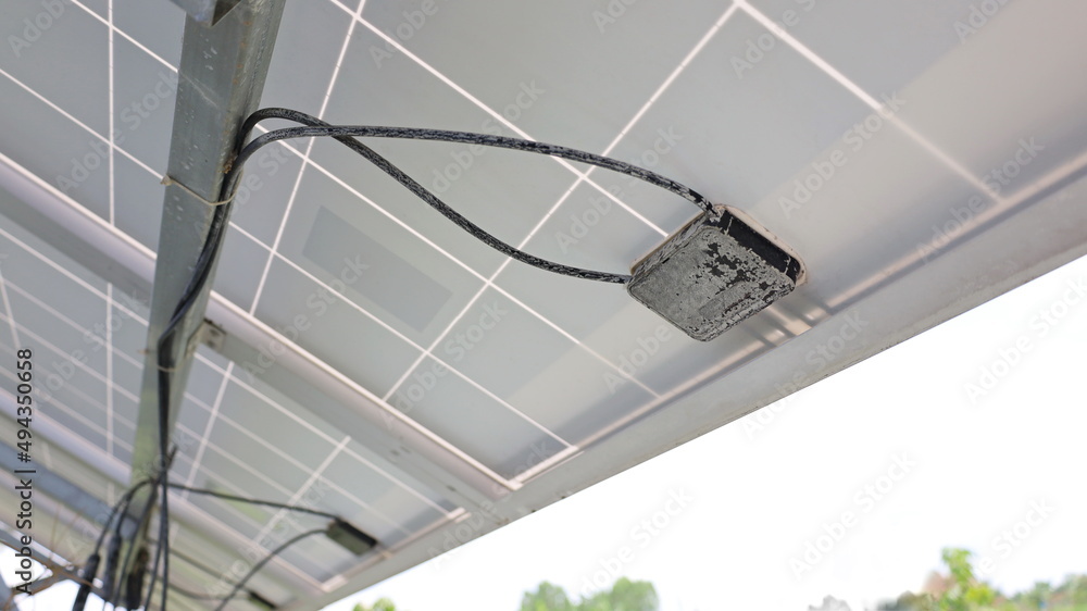 Solar junction box. An old block of diodes mounted solar panels in a ...