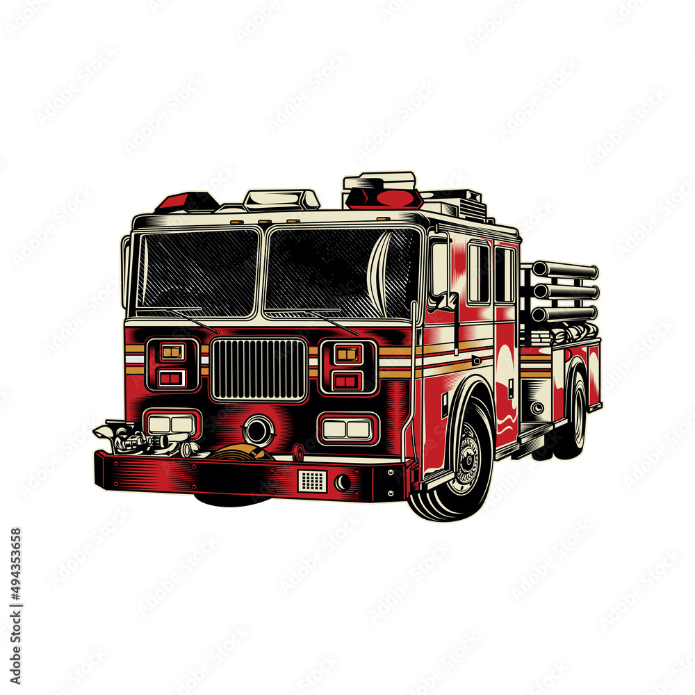 vintage fire truck Stock Vector | Adobe Stock