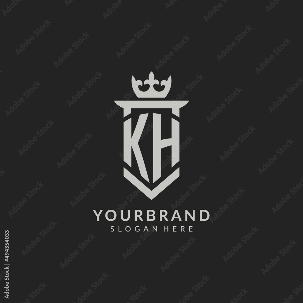 Initial KH shield and crown logo style Stock Vector | Adobe Stock