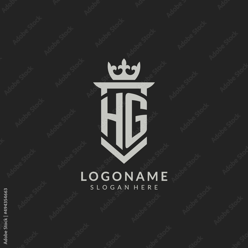 Initial HG shield and crown logo style Stock Vector | Adobe Stock