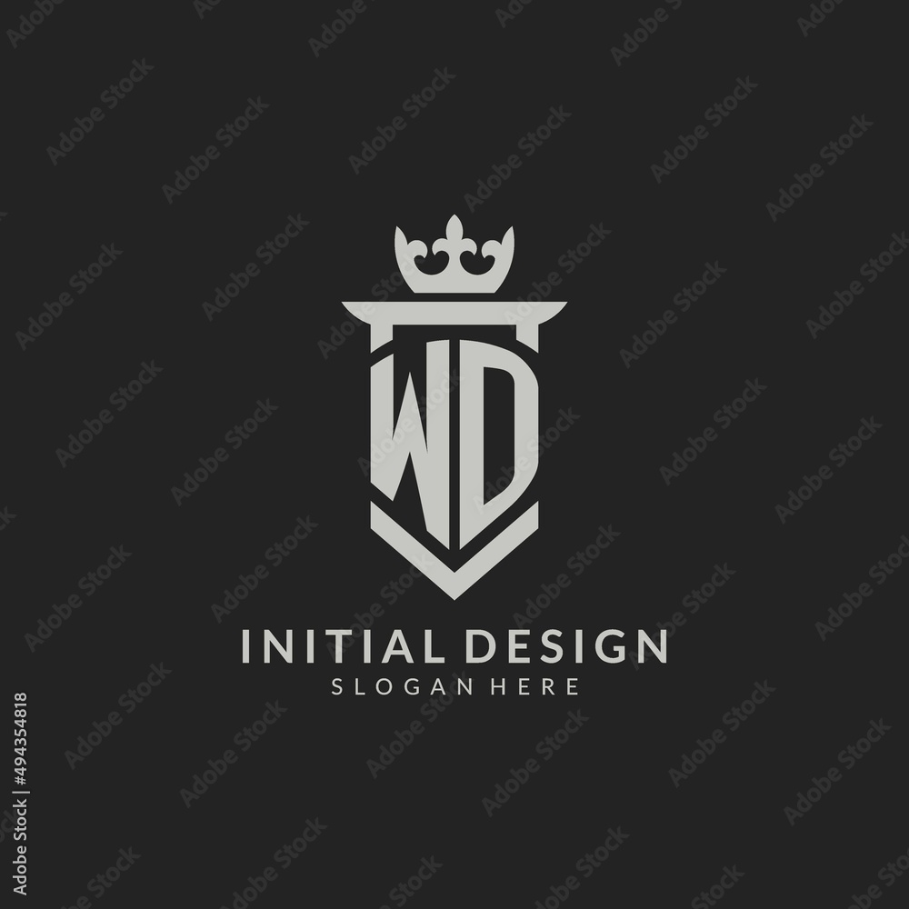 Initial WD shield and crown logo style Stock Vector | Adobe Stock