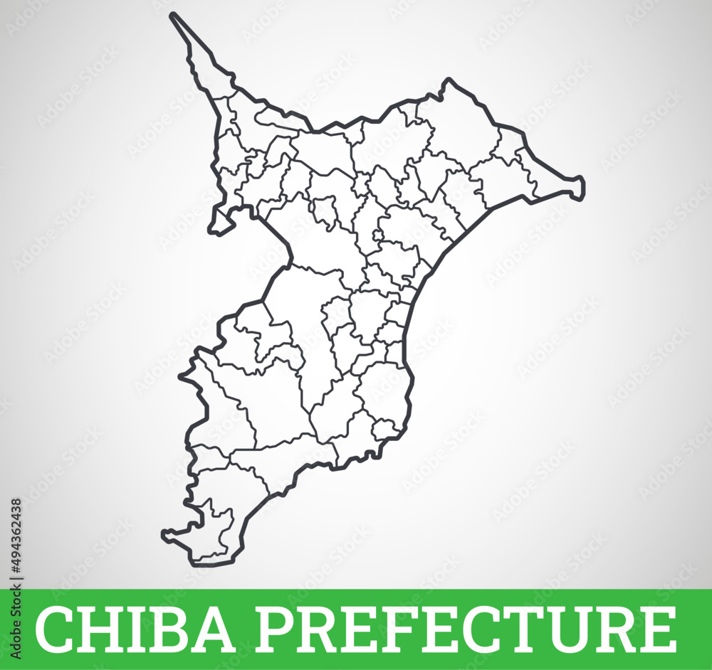 Simple outline map of Chiba Prefecture. Vector graphic illustration ...