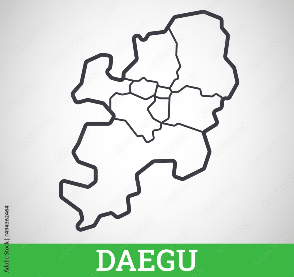 Simple outline map of Daegu with regions. Vector graphic illustration ...