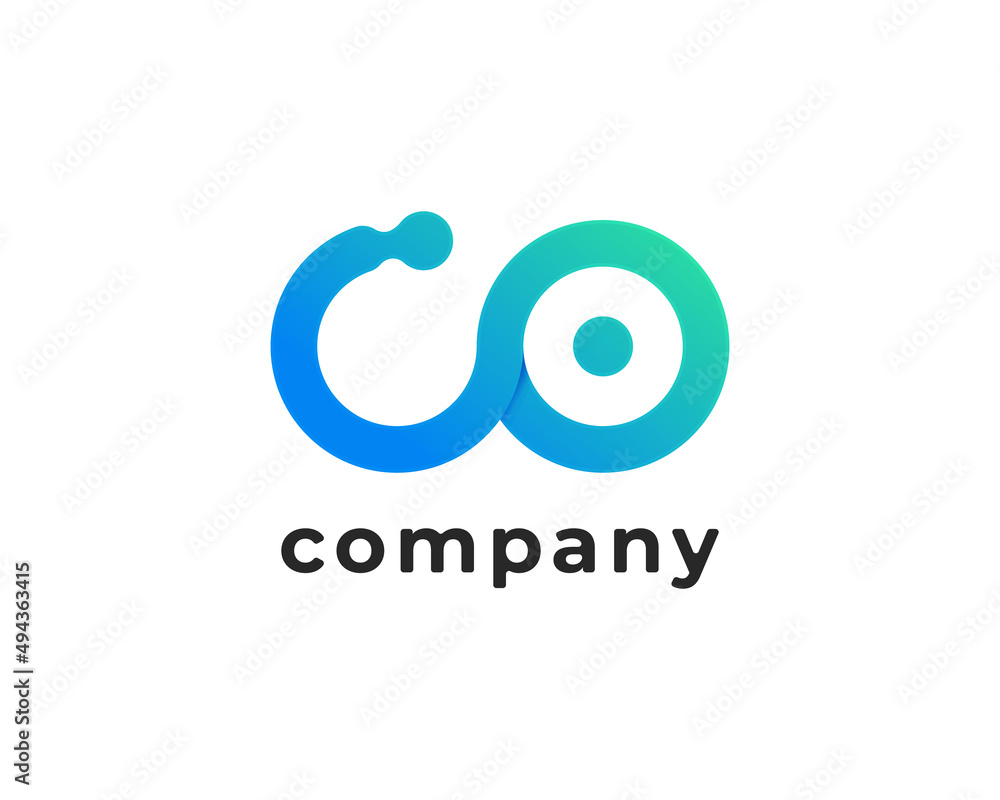Vetor de Initial Letter C and O Linked Logo Symbol. Blue Gradient ...