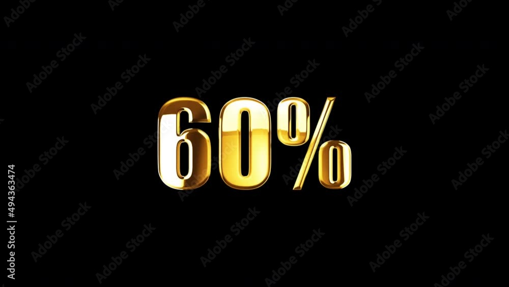 Percent sales golden text with light effect cinematic Title Background ...