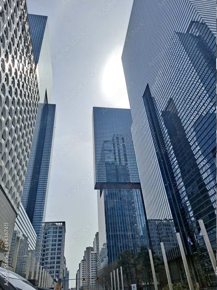 High rise office buildings in downtown district Seoul, South Korea ...