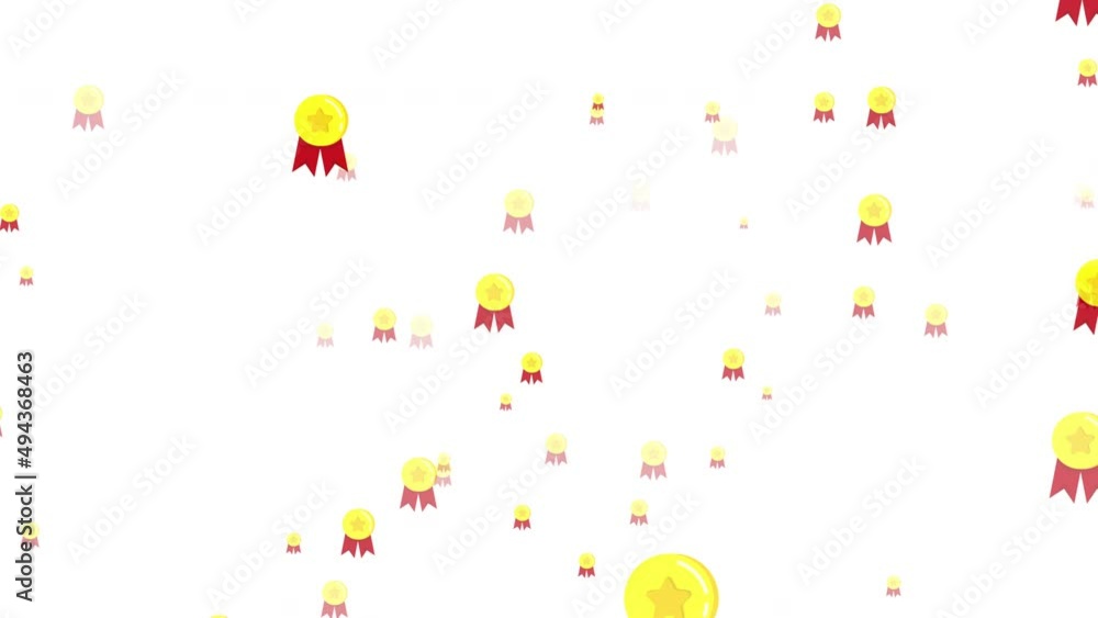 4K 3D Flying Particle golden Medal Animated Pattern Design. Champion ...