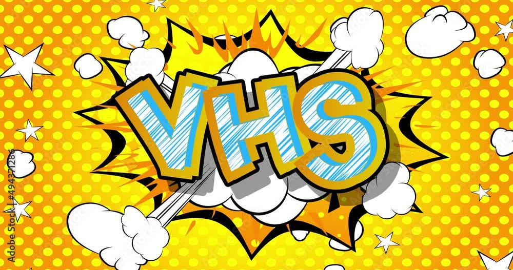 VHS. Motion poster. 4k animated Comic book word text moving on abstract ...