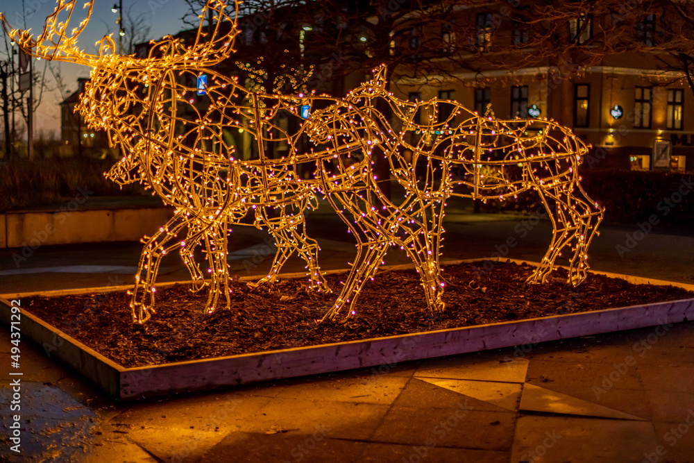 FYN, DENMARK - 16 December 2021 - Here light figures in the square ...