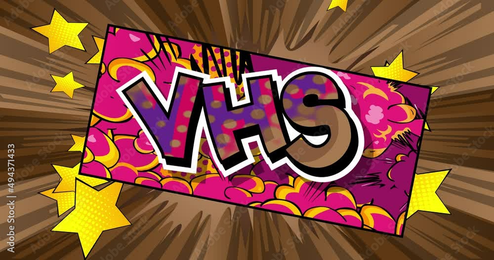 VHS. Motion poster. 4k animated Comic book word text moving on abstract ...