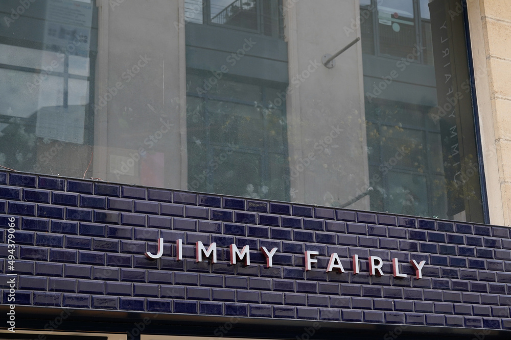 Jimmy Fairly eyeglasses sign brand and text logo facade store entrance ...