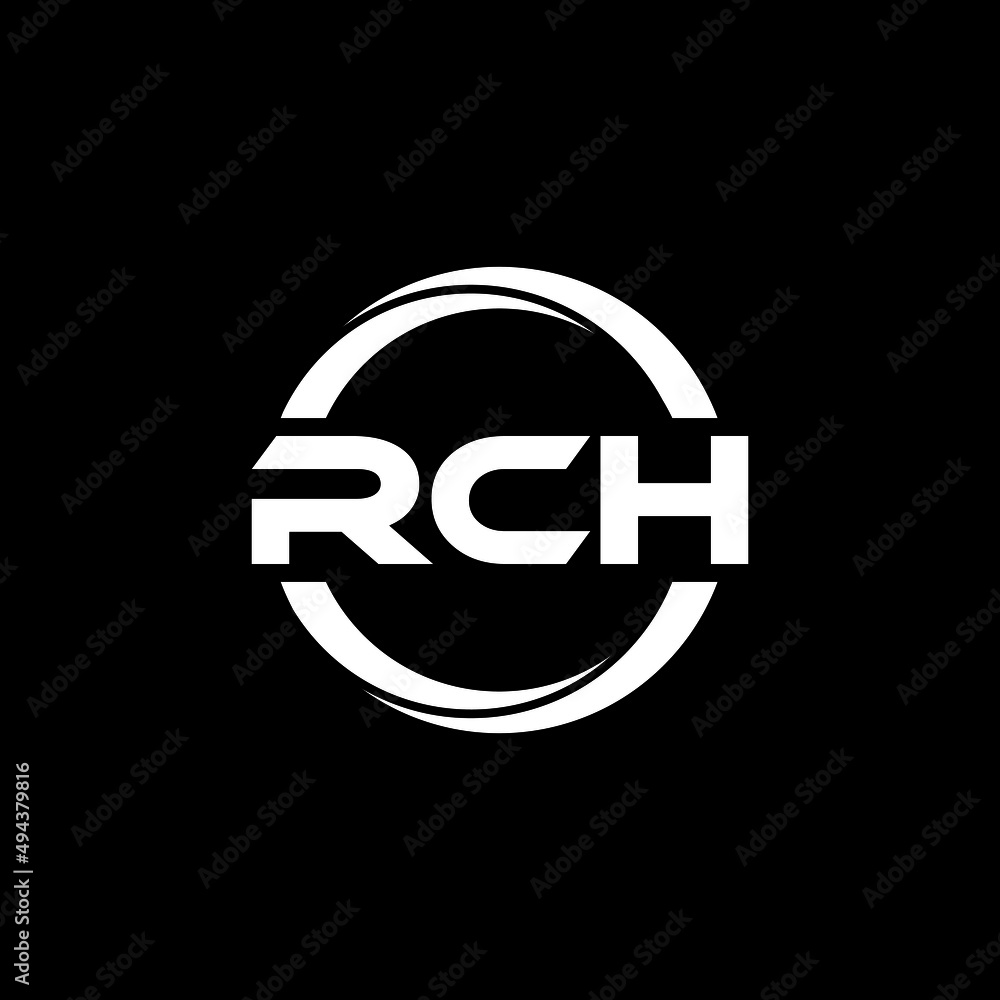 RCH letter logo design with black background in illustrator, vector ...