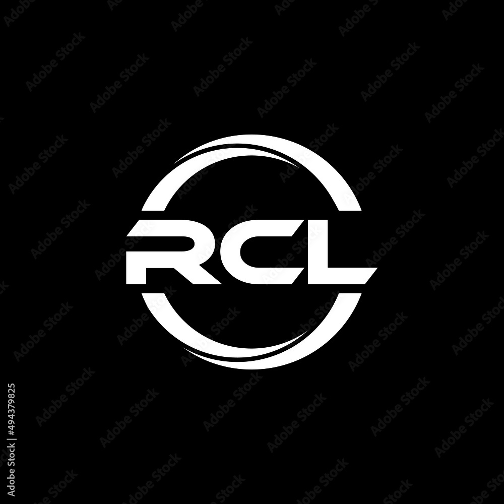 RCL letter logo design with black background in illustrator, vector ...