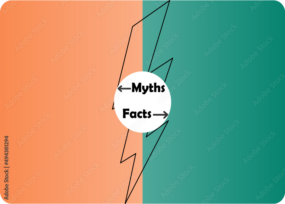 Myths Versus Facts Visual representation with Thunderbolt in the middle ...