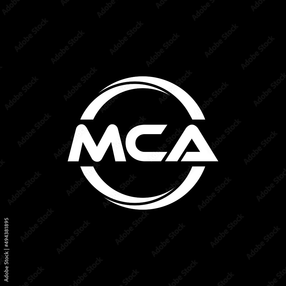 MCA letter logo design with black background in illustrator, vector ...