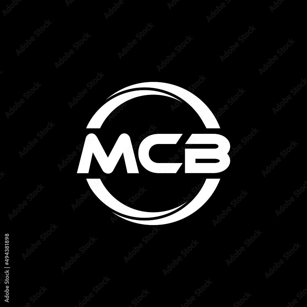MCB letter logo design with black background in illustrator, vector ...