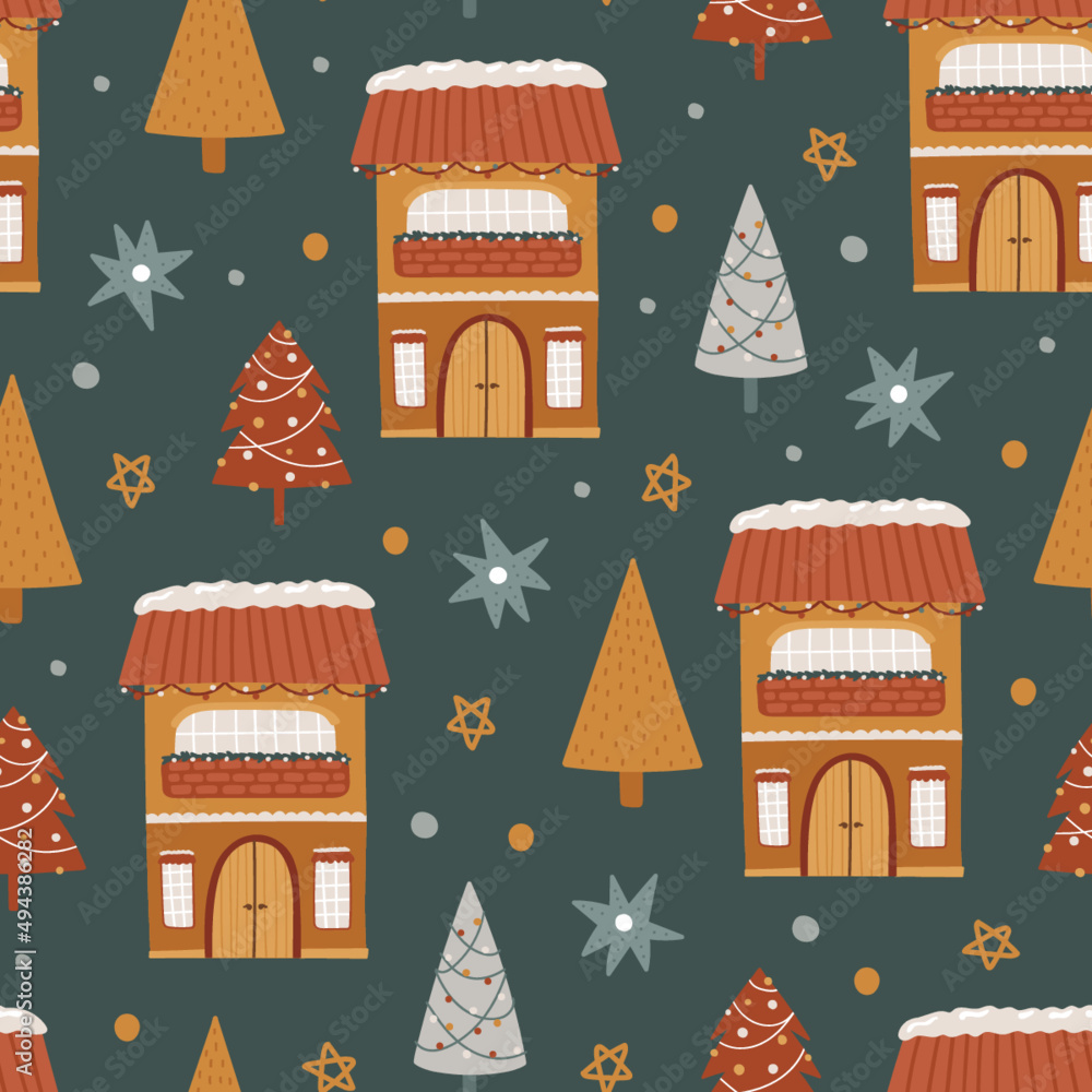 Vector christmas pattern, seamless winter background Stock Vector | Adobe Stock