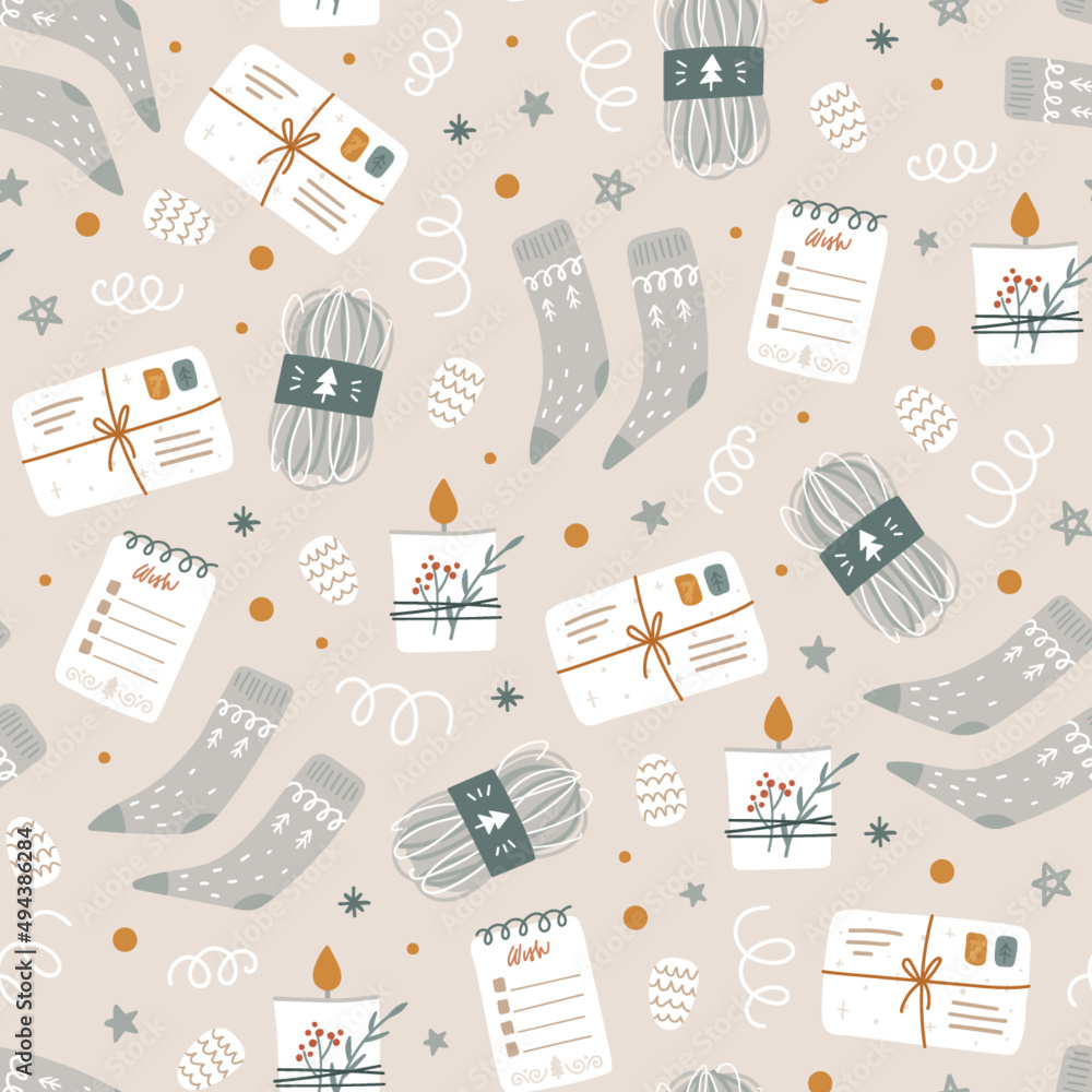 Vector christmas pattern, seamless winter background Stock Vector ...