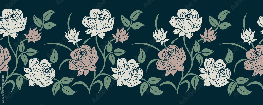 Vector rose flower border design Stock Vector | Adobe Stock
