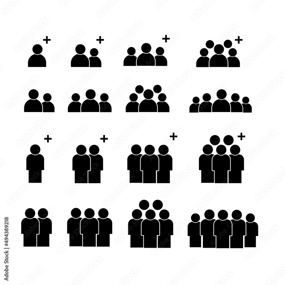 People Icon set in trendy flat style isolated on light background with ...