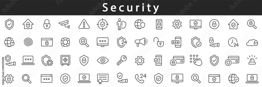 Security thin line icons set. Protection symbols. Security symbols ...