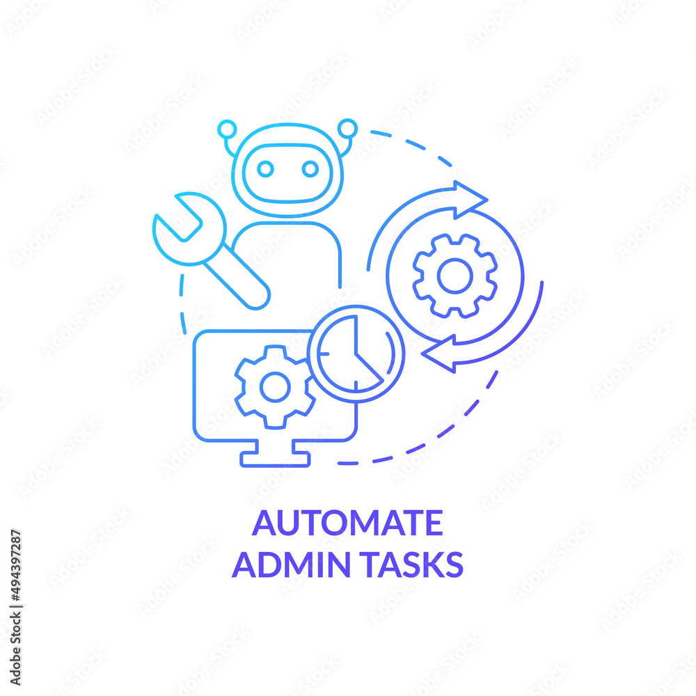 Automate admin tasks blue gradient concept icon. Workflow improving ...