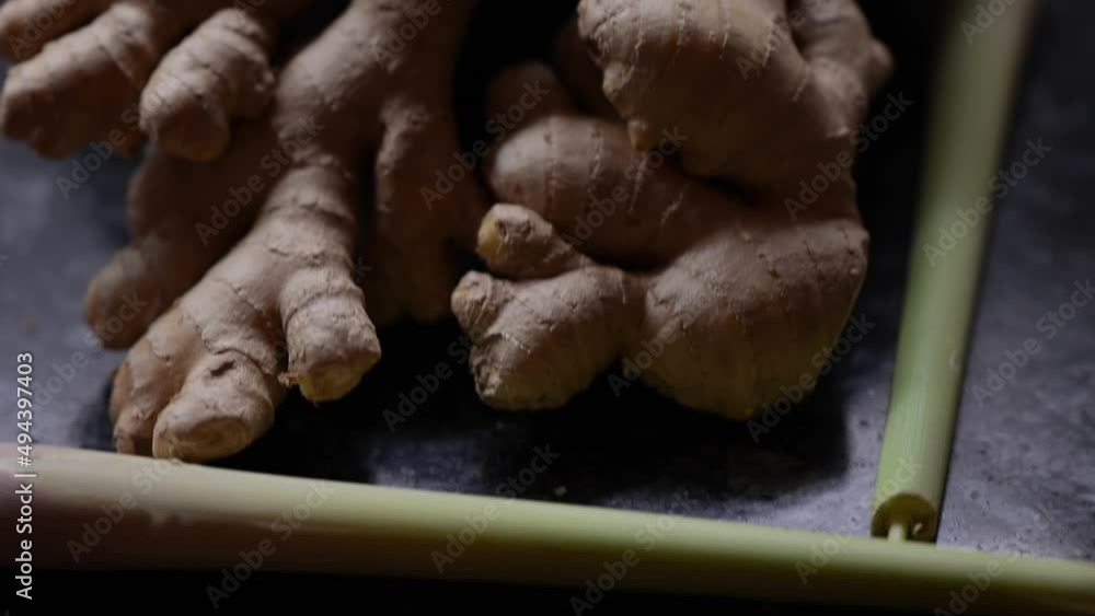 Wideo Stock: A panning footage downward of lemons, gingers, and ...