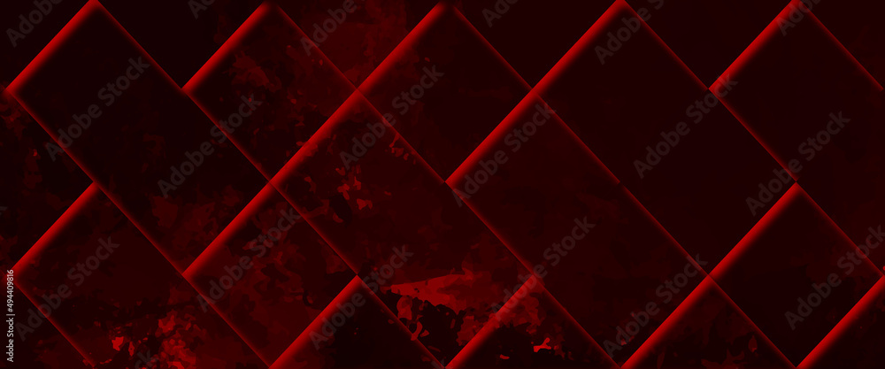 Abstract dark red background with square shapes. Tech squares on ...