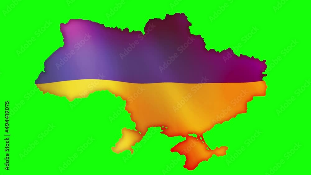 Animated conflict map of Russia invasion of Ukraine, isolated on green ...